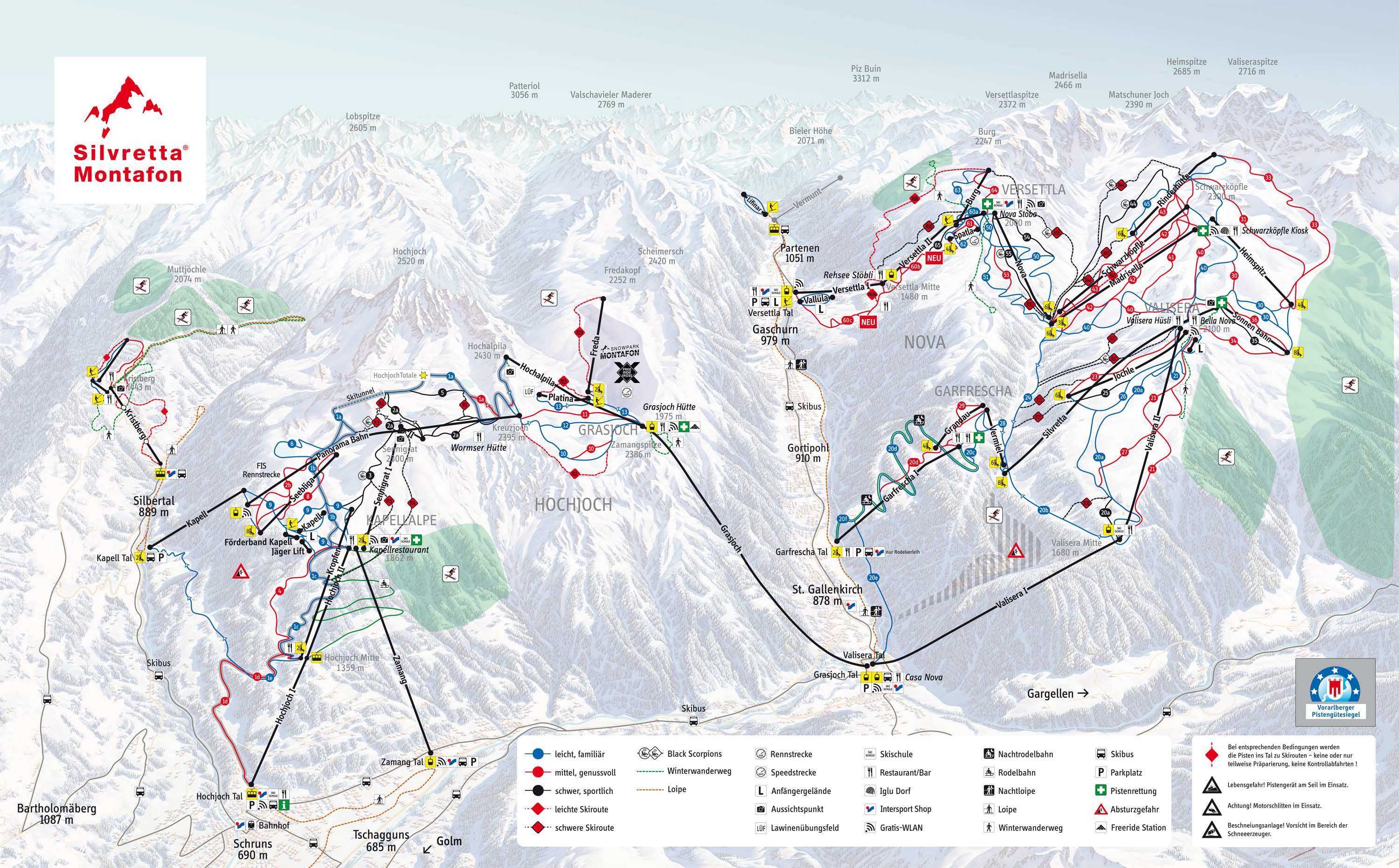 Pistekaart Silvretta Montafon