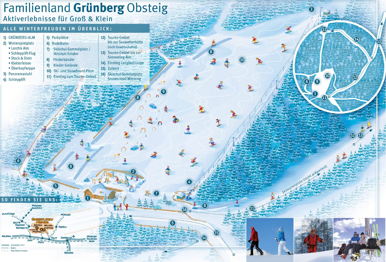 Pistekaart Grünberg – Obsteig