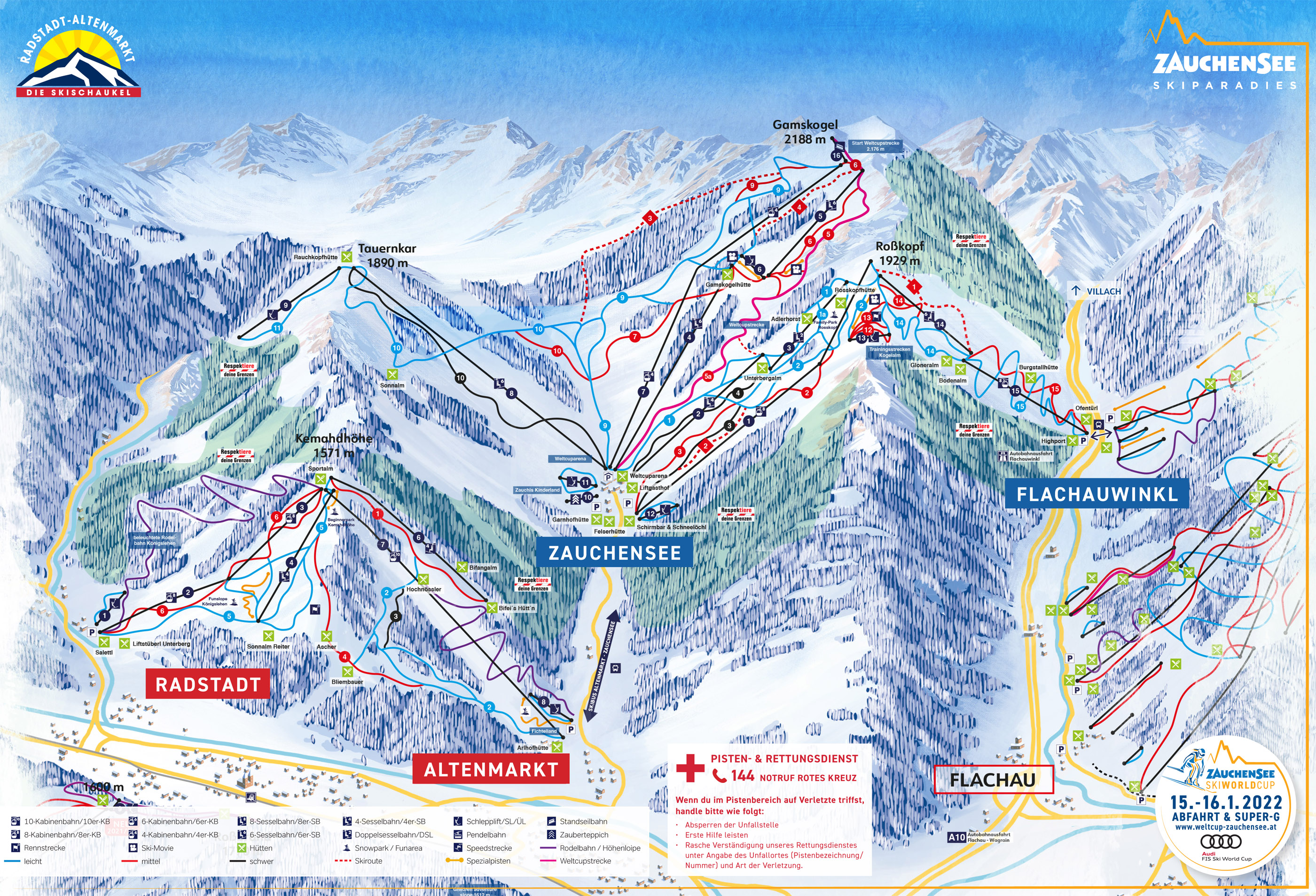 Pistekaart Zauchensee-Flachauwinkl