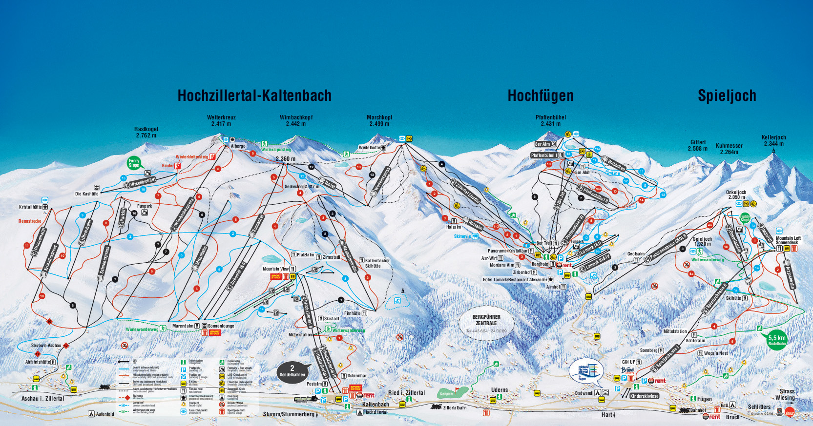 Pistekaart Stumm im Zillertal