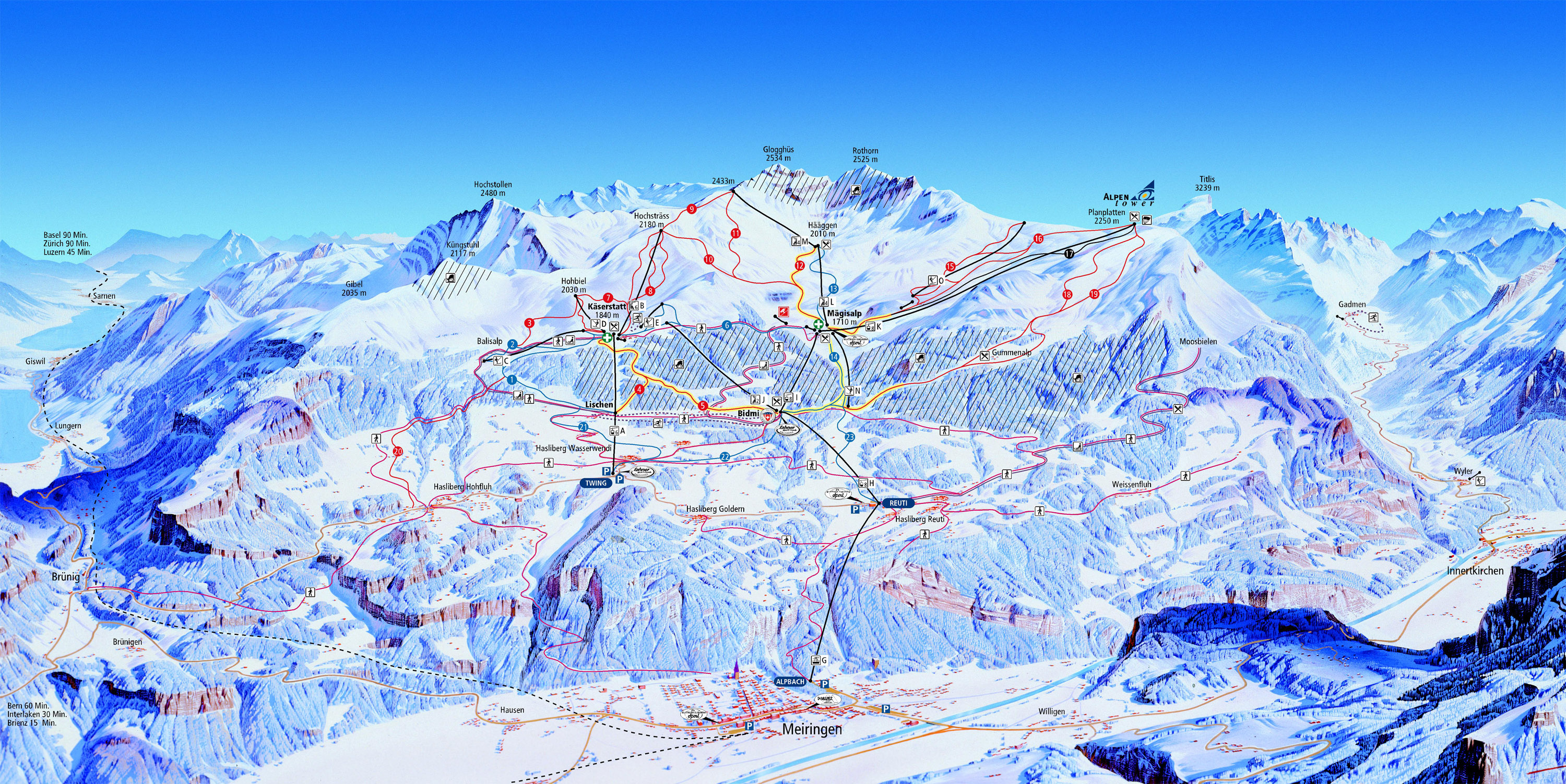 Pistekaart Meiringen-Hasliberg