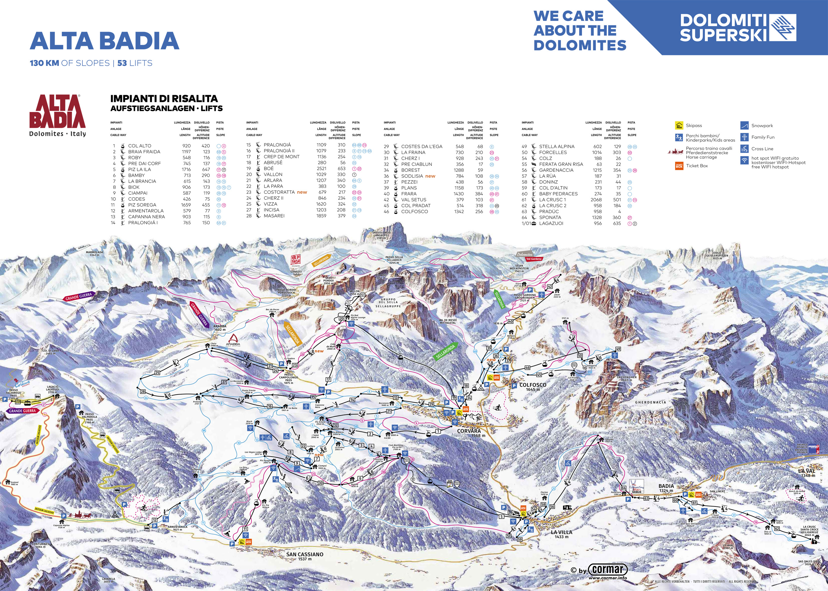 Pistekaart Alta Badia Dolomites