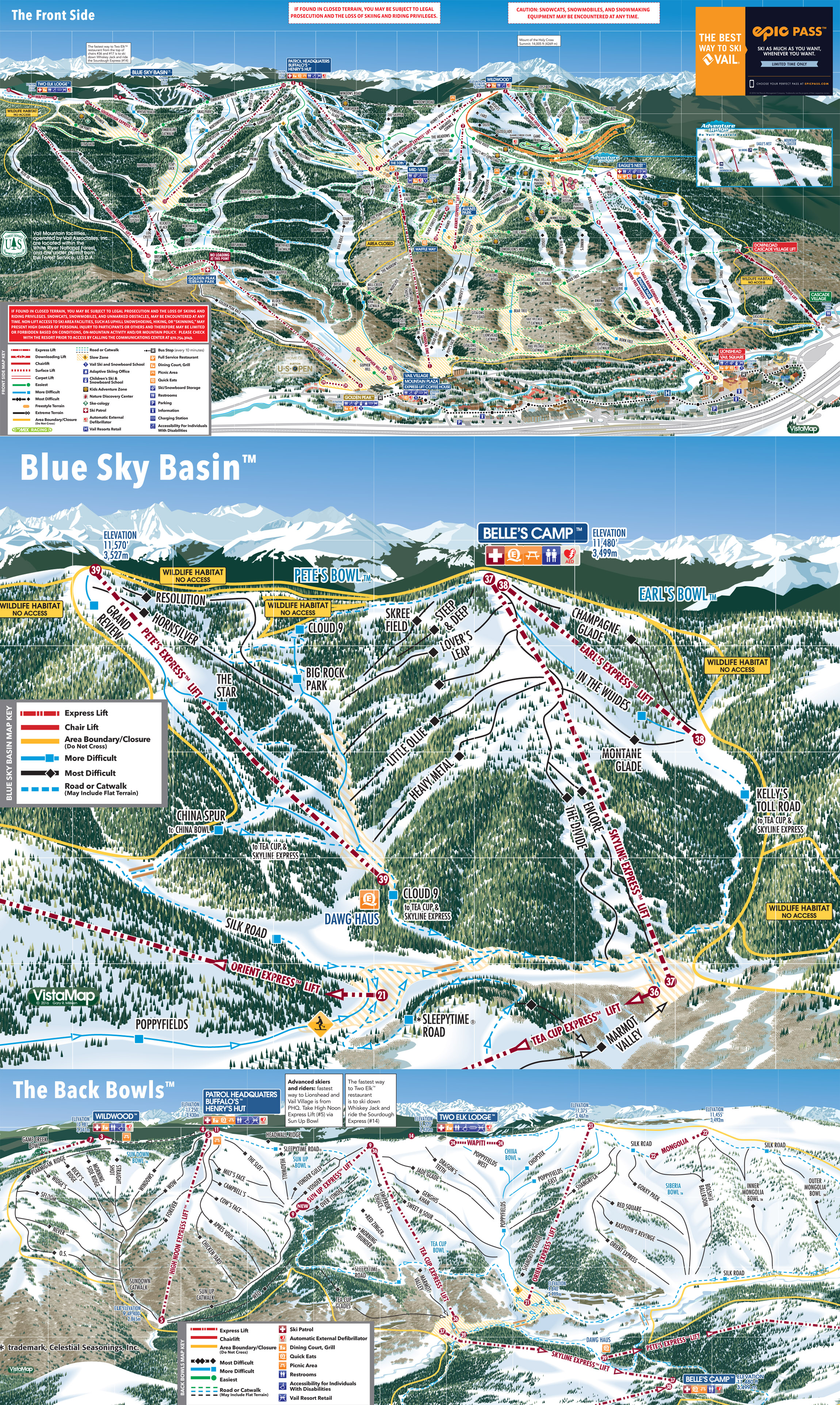 Pistekaart Vail Ski Resort