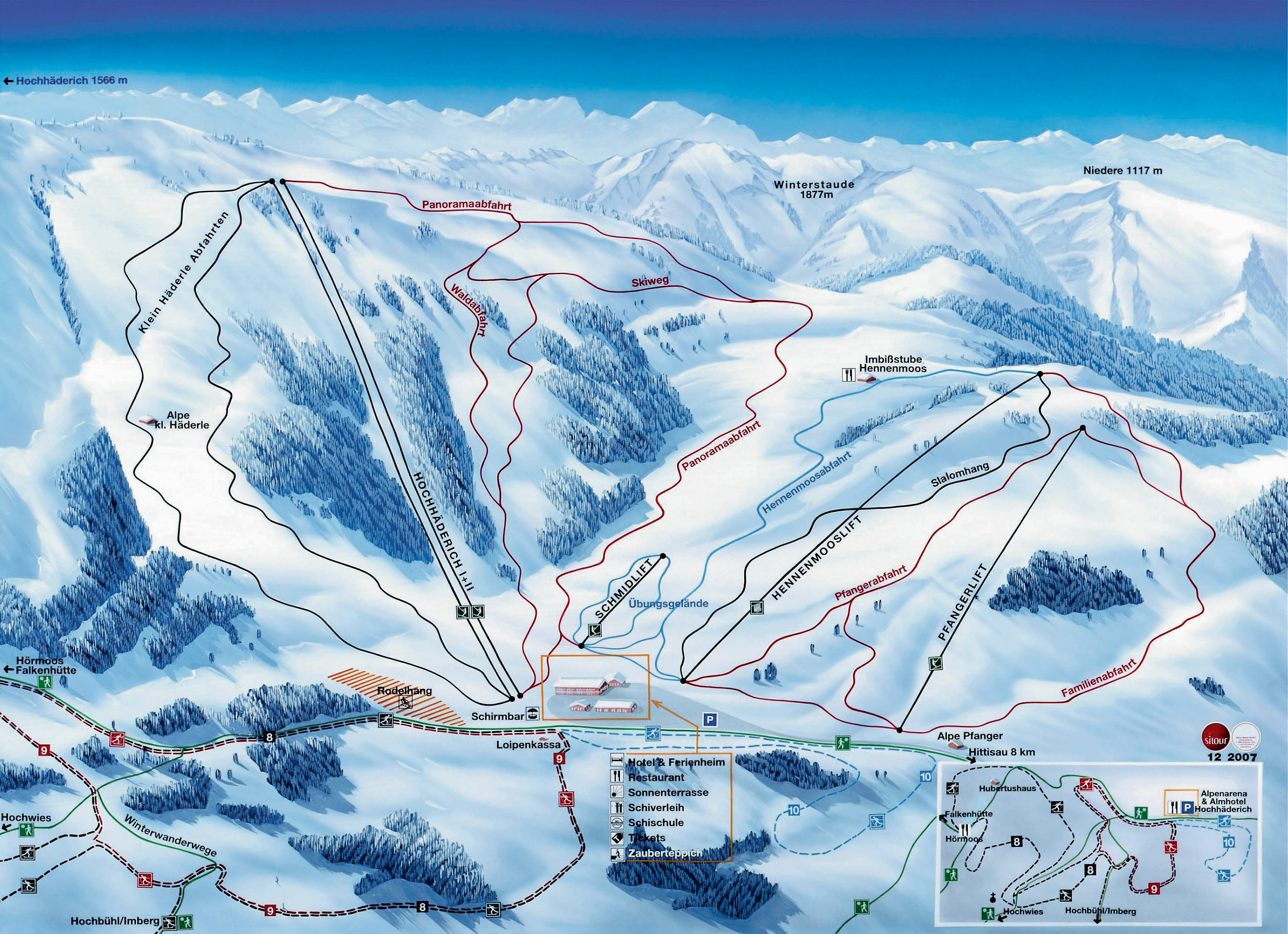 Pistekaart Alpenarena Hochhäderich